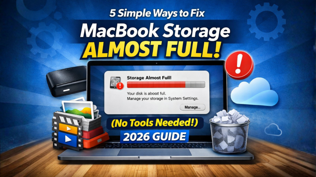 MacBook Storage Almost Full? 5 Fixes (No Tools) | 2026 Guide